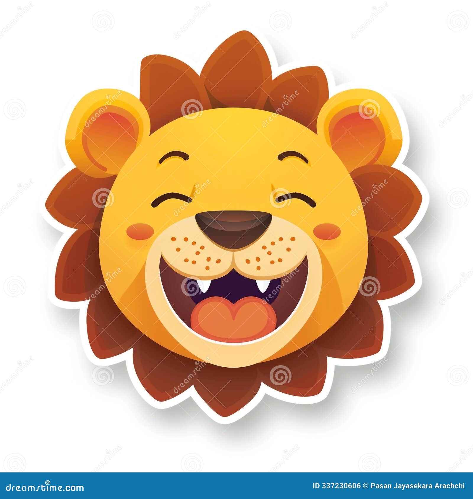 Lion Roaring with a Smiley Face Stock Illustration - Illustration of ...