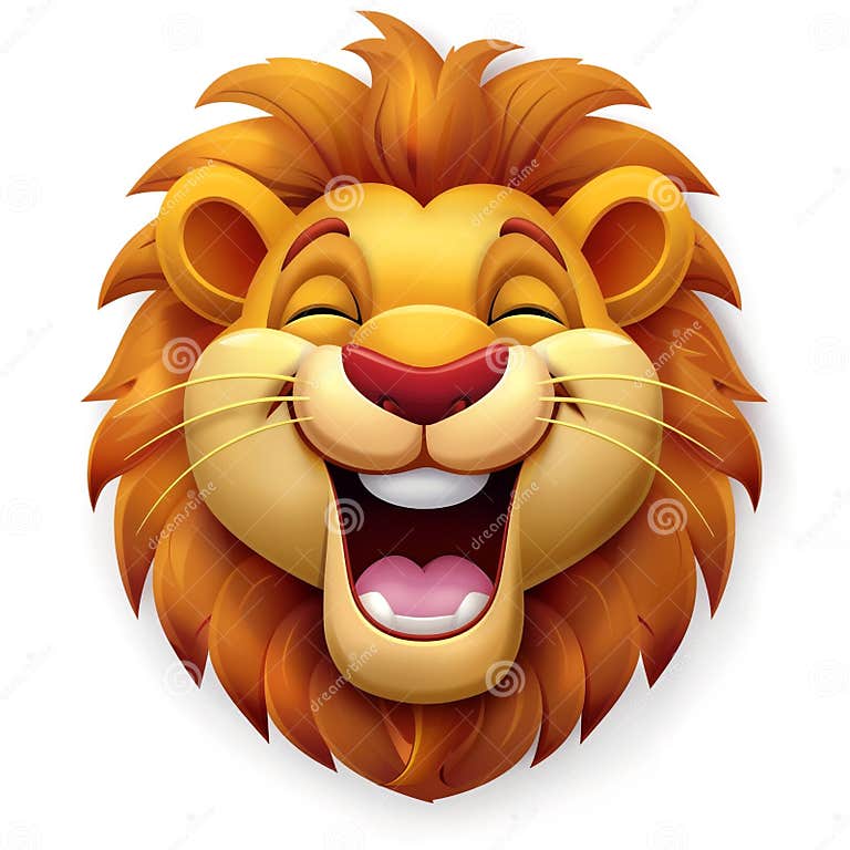 Lion Roaring with a Smiley Face Stock Illustration - Illustration of ...