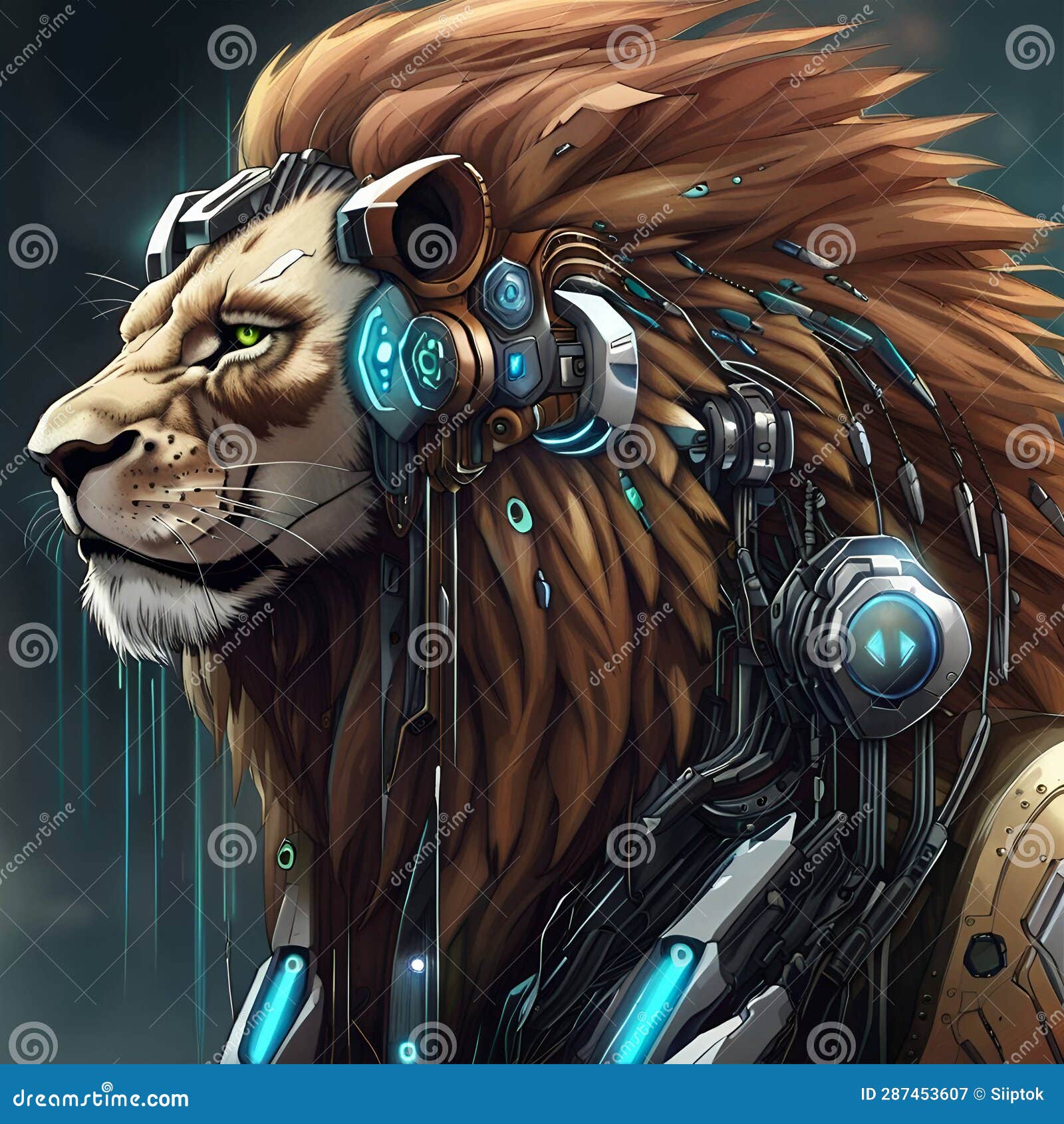 Lion Robot Cyborg Illustration Background Stock Illustration ...