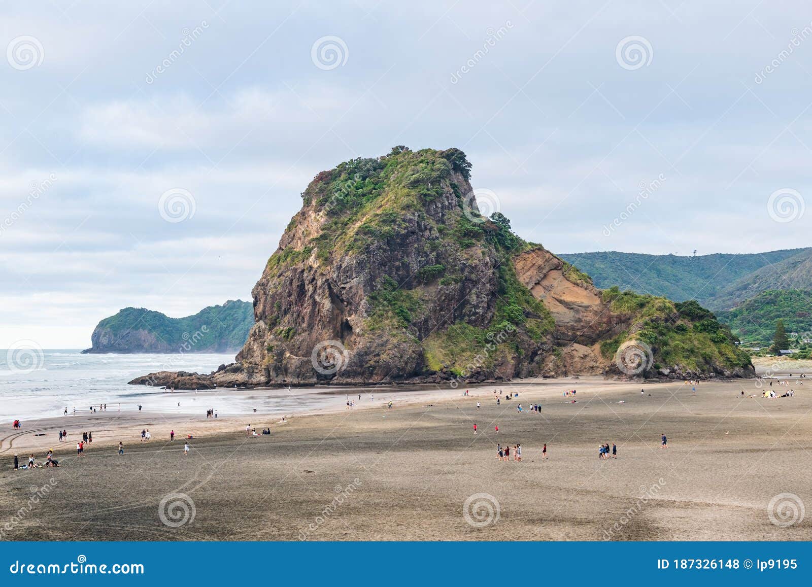 Lion Rock and Piha beach stock photo. Image of scenic - 187326148
