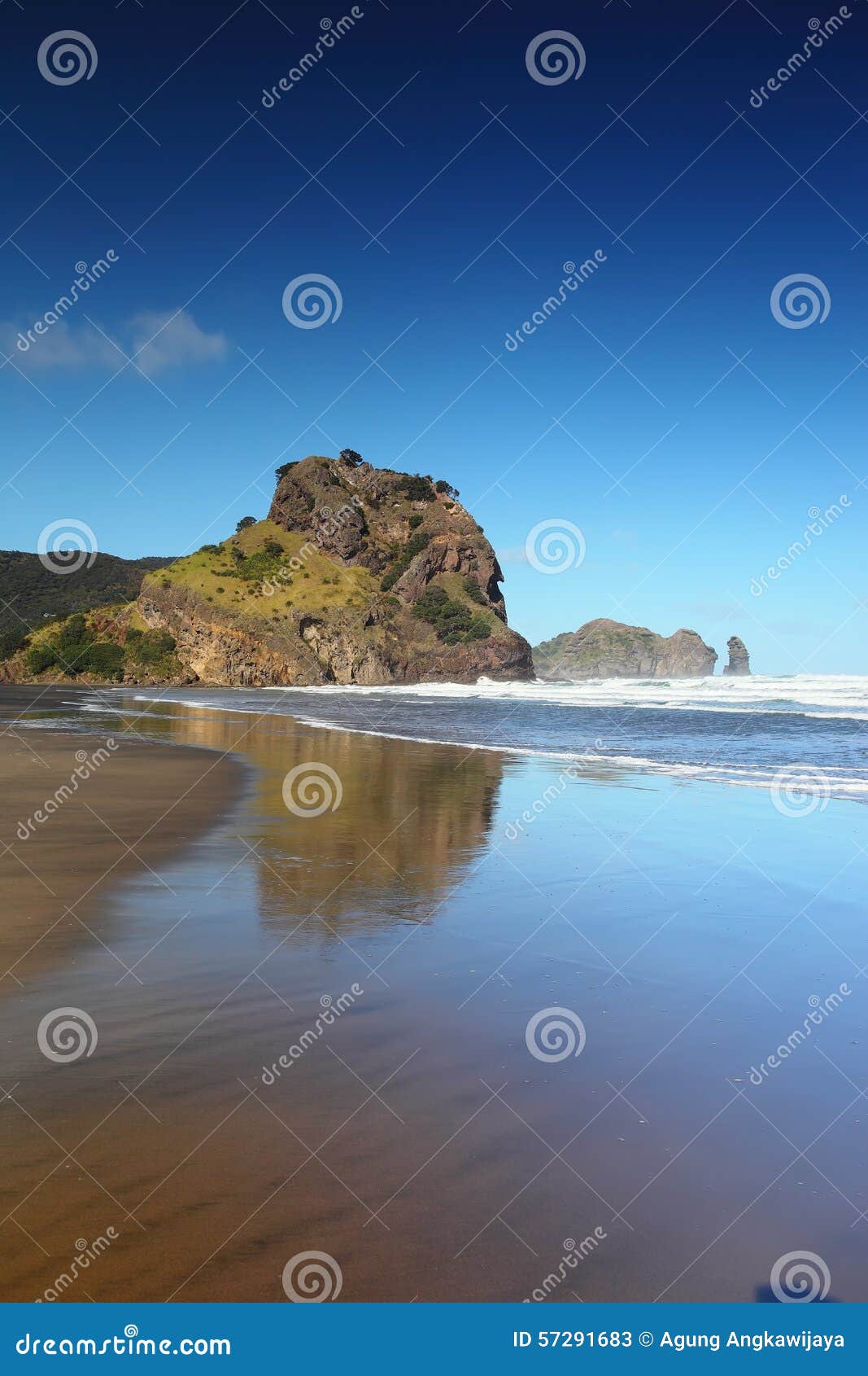 Lion Rock Piha stock image. Image of landmark, newzealand - 57291683