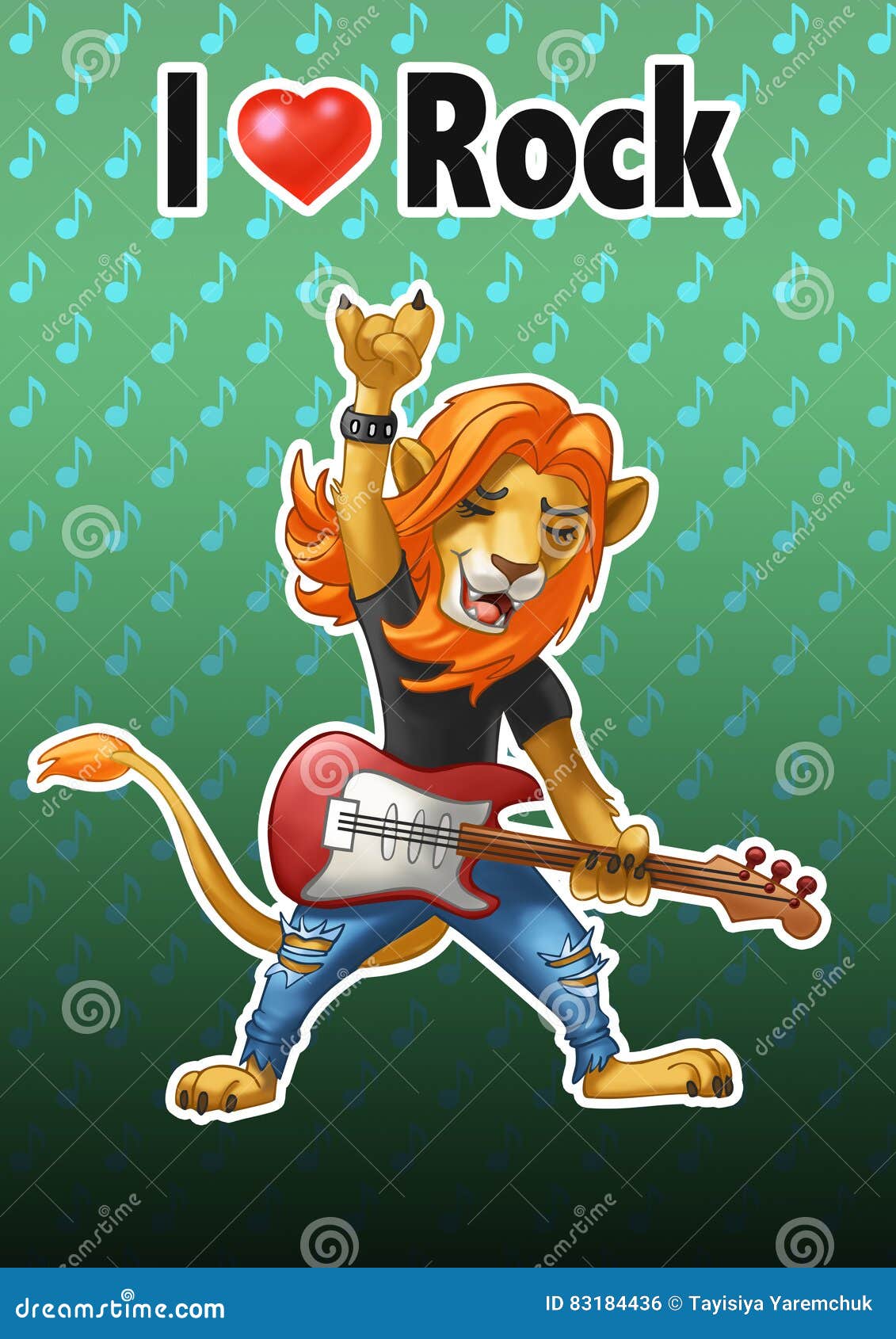 Lion rocker with a guitar stock illustration. Illustration of performer ...
