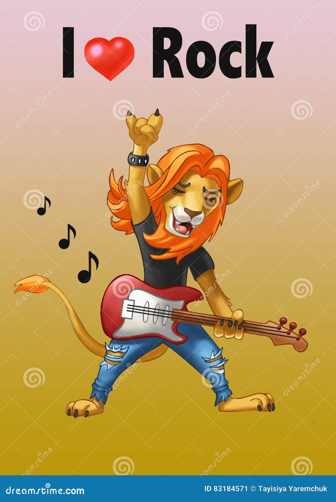 Lion rocker with a guitar stock illustration. Illustration of rock ...