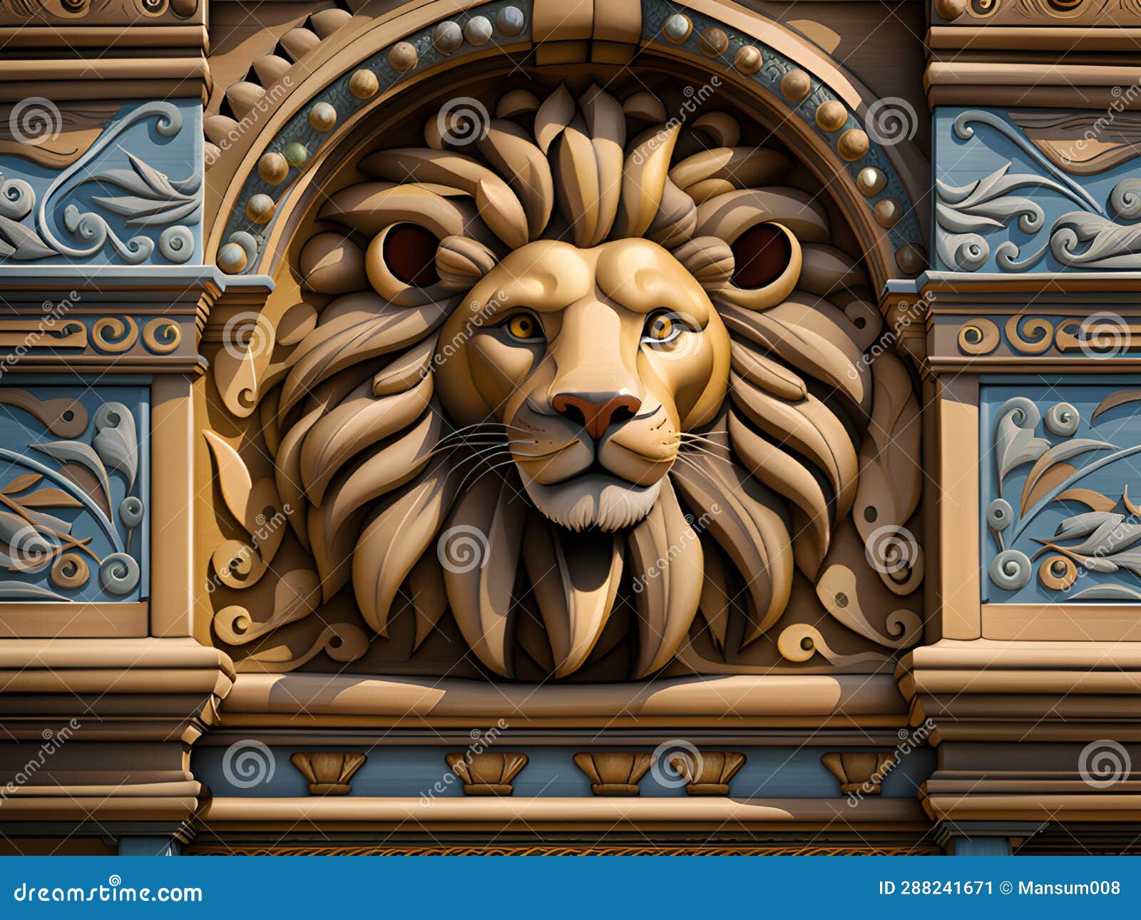 The Lion on the Roof of the Building, Ai Generated Stock Illustration ...