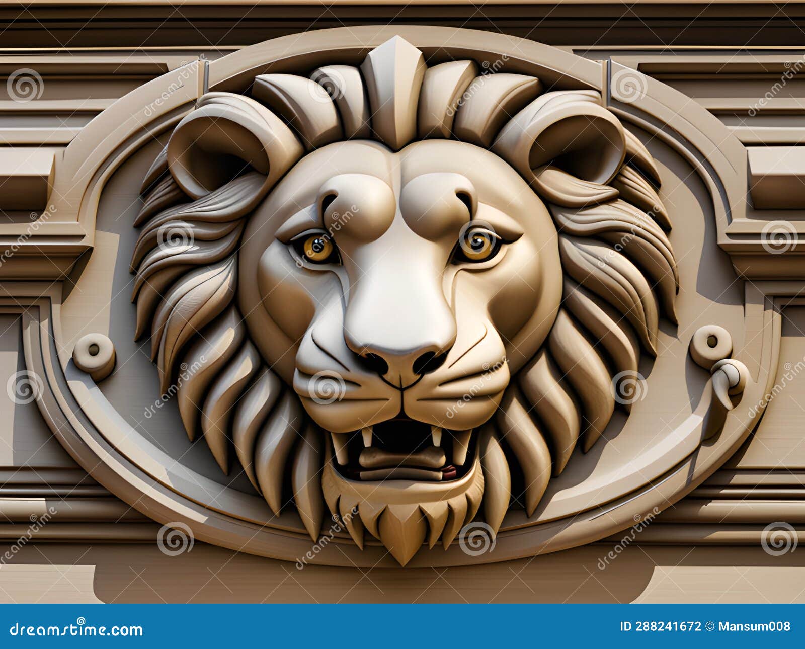 The Lion on the Roof of the Building, Ai Generated Stock Illustration ...