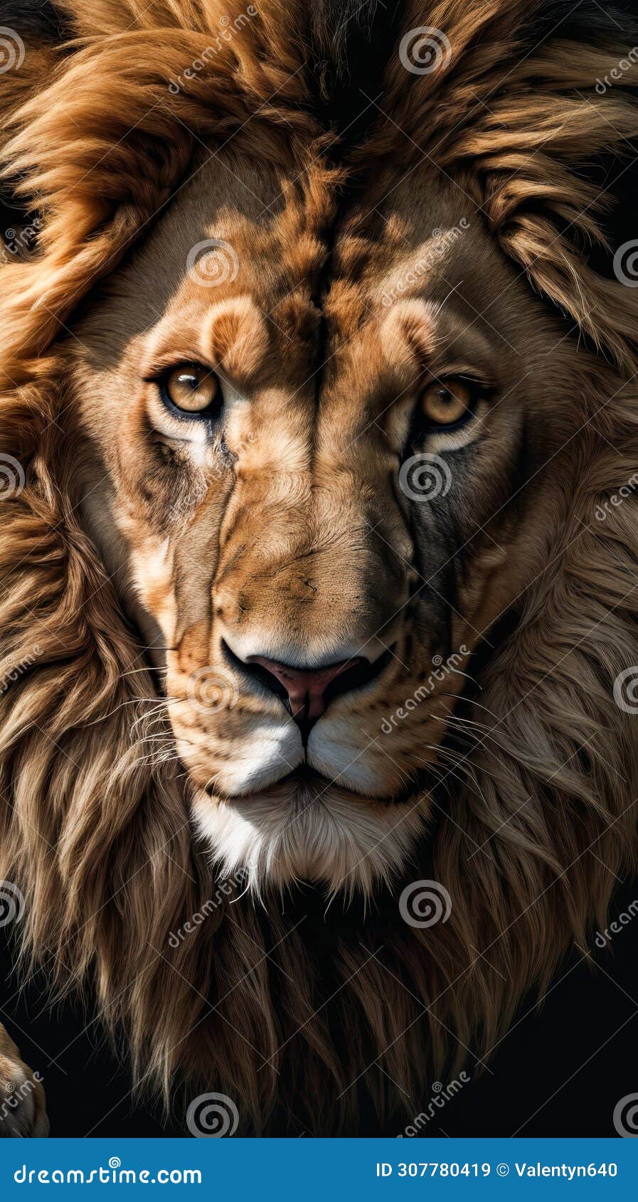 Lion S Face is Shown in Close Up with Slight Sideways View. Generative ...