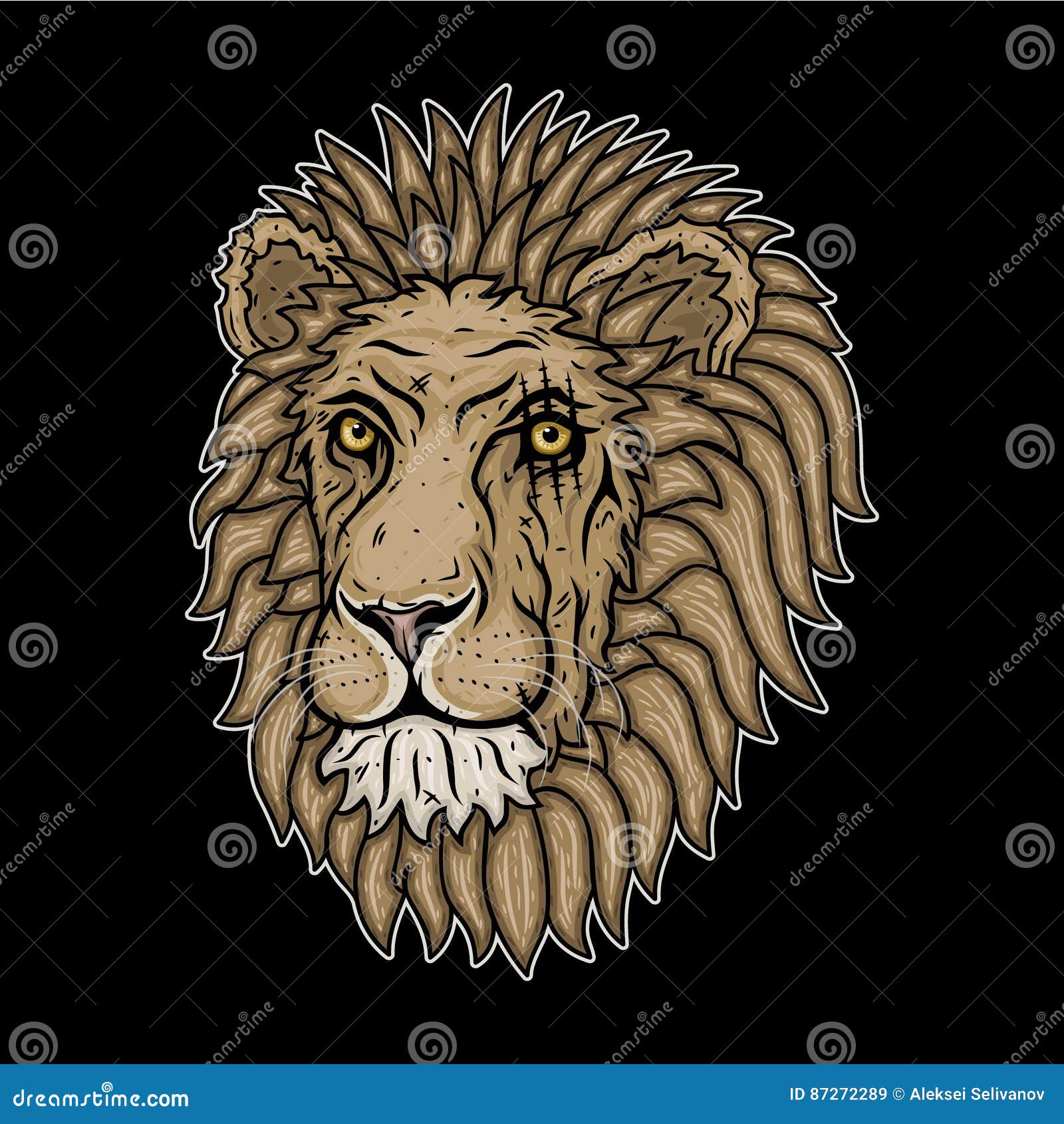 Lion`s Head On A Black Background. Vector Illustration. Stock Vector ... Lion`s Head On A Black Background. Vector Illustration. Stock Vector ...