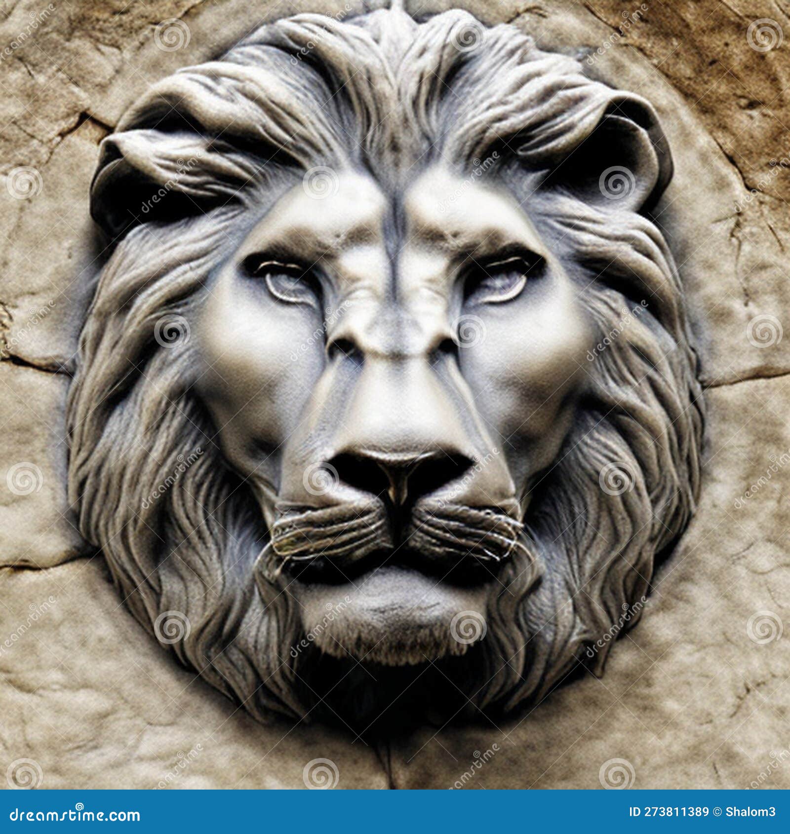 Lion S Head - Relief of a Lion S Face with a Mane in Stone Design Ai ...