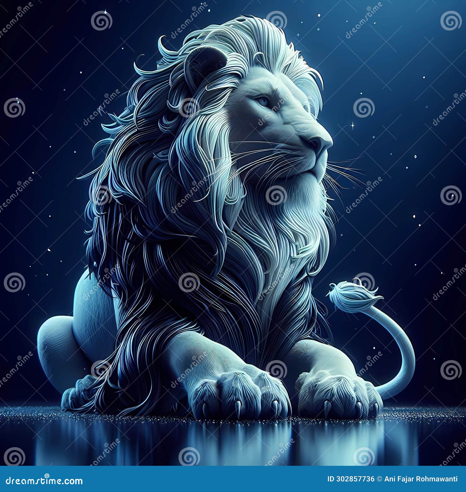 Sitting Lion 2 Created with Generative AI Stock Illustration ...