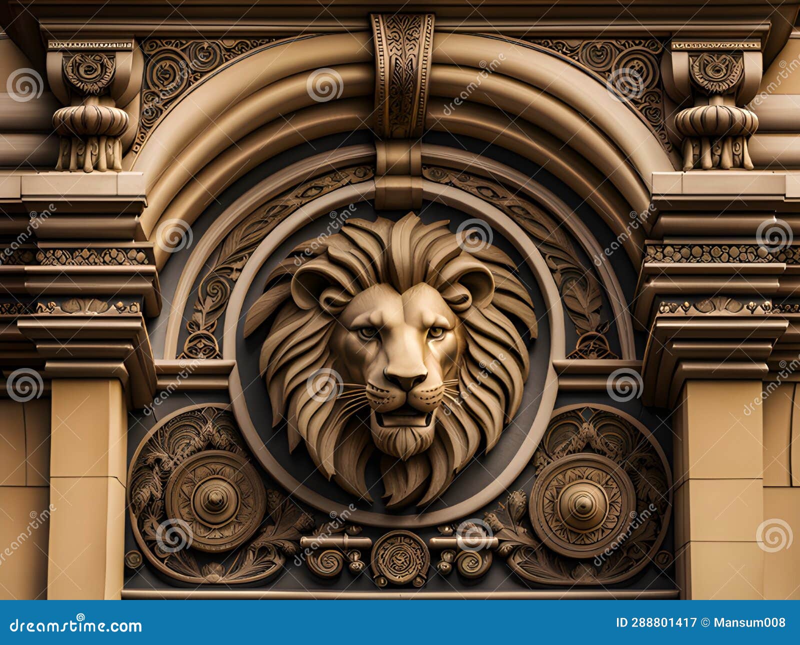 Lion Sculpture in a Modern Building, Ai Generated Stock Illustration ...