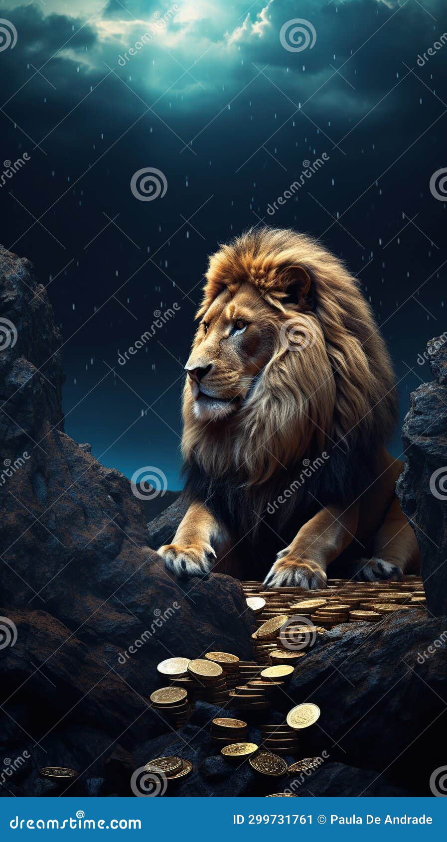 Lion Several Gold Coins Royalty-Free Stock Image | CartoonDealer.com ...