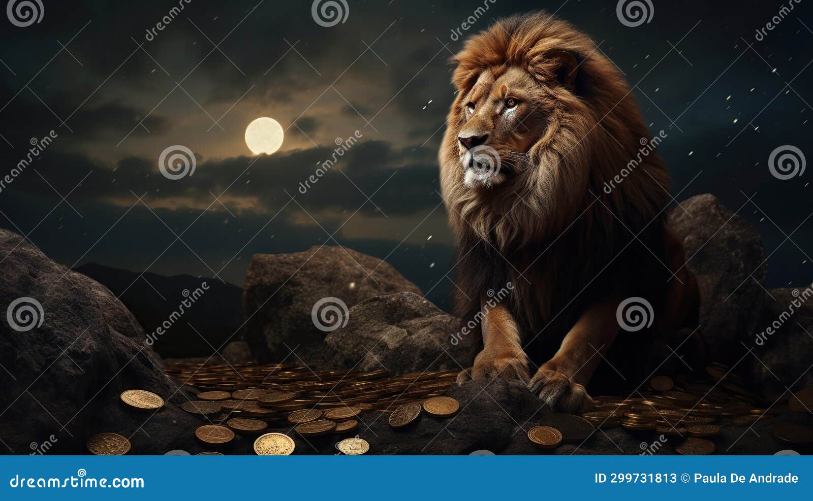 Lion Several Gold Coins Royalty-Free Stock Image | CartoonDealer.com ...