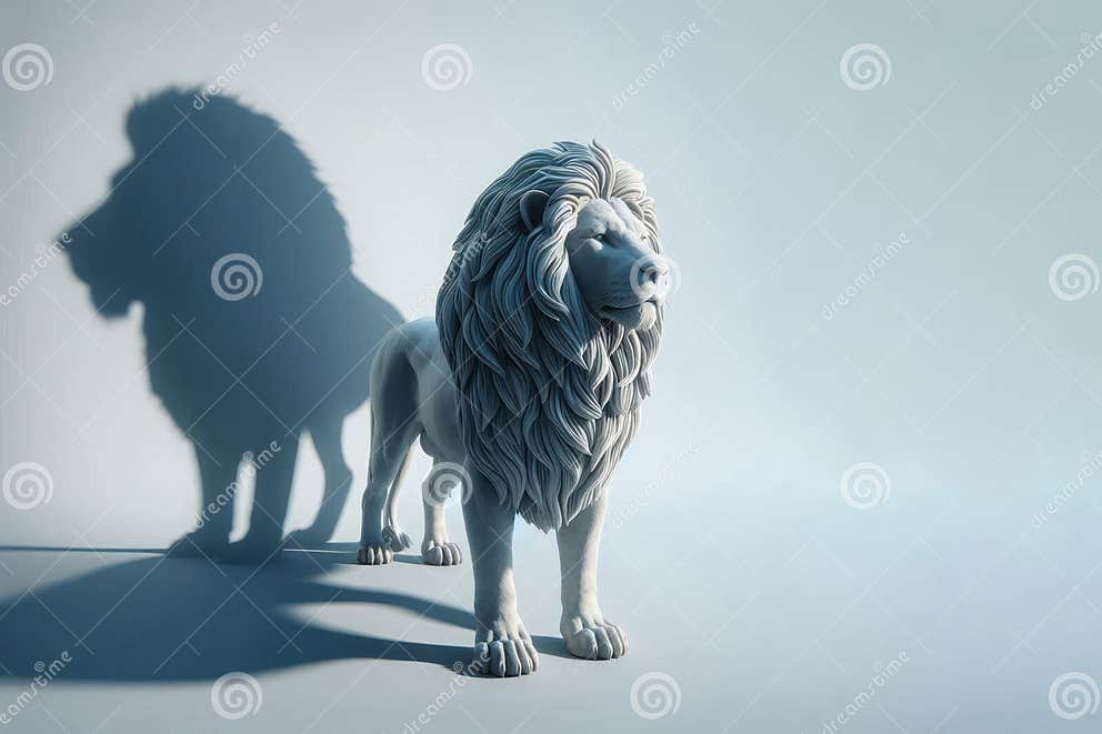 A Lion with a Shadow, Ready for Action. Space for Text. Stock Photo ...