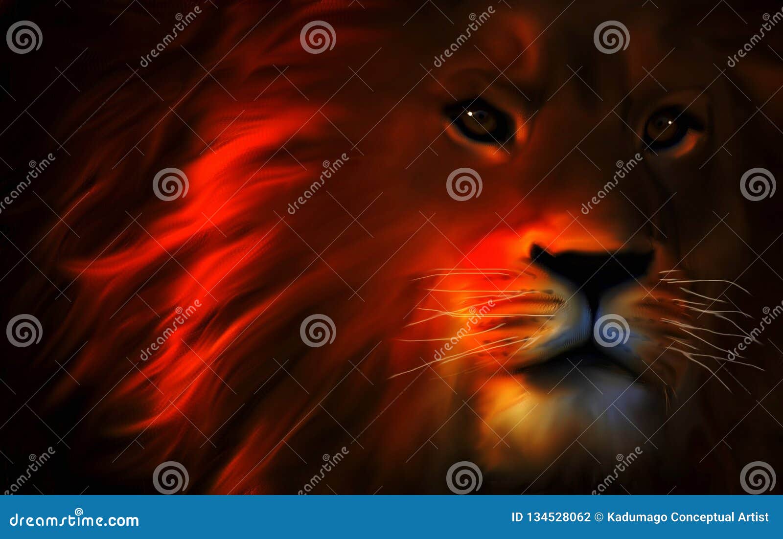 A lion in the shadows stock illustration. Illustration of pintura ...