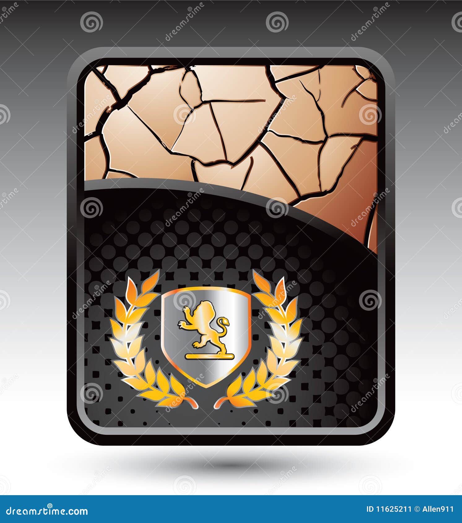 Lion Shield on Cracked Bronze Background Stock Vector - Illustration of ...