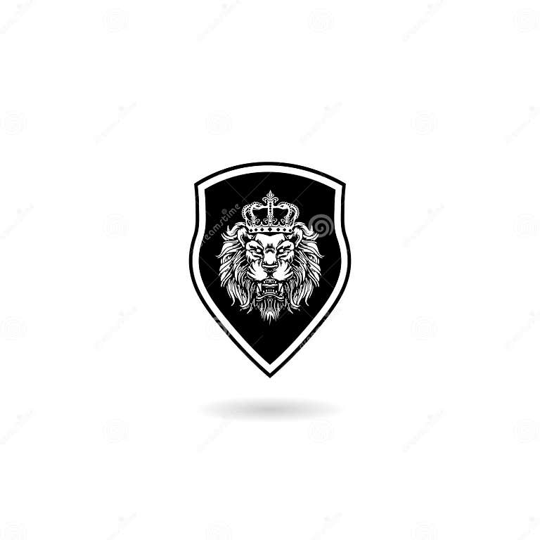 Lion Shield Logo with Shadow Stock Vector - Illustration of brand ...