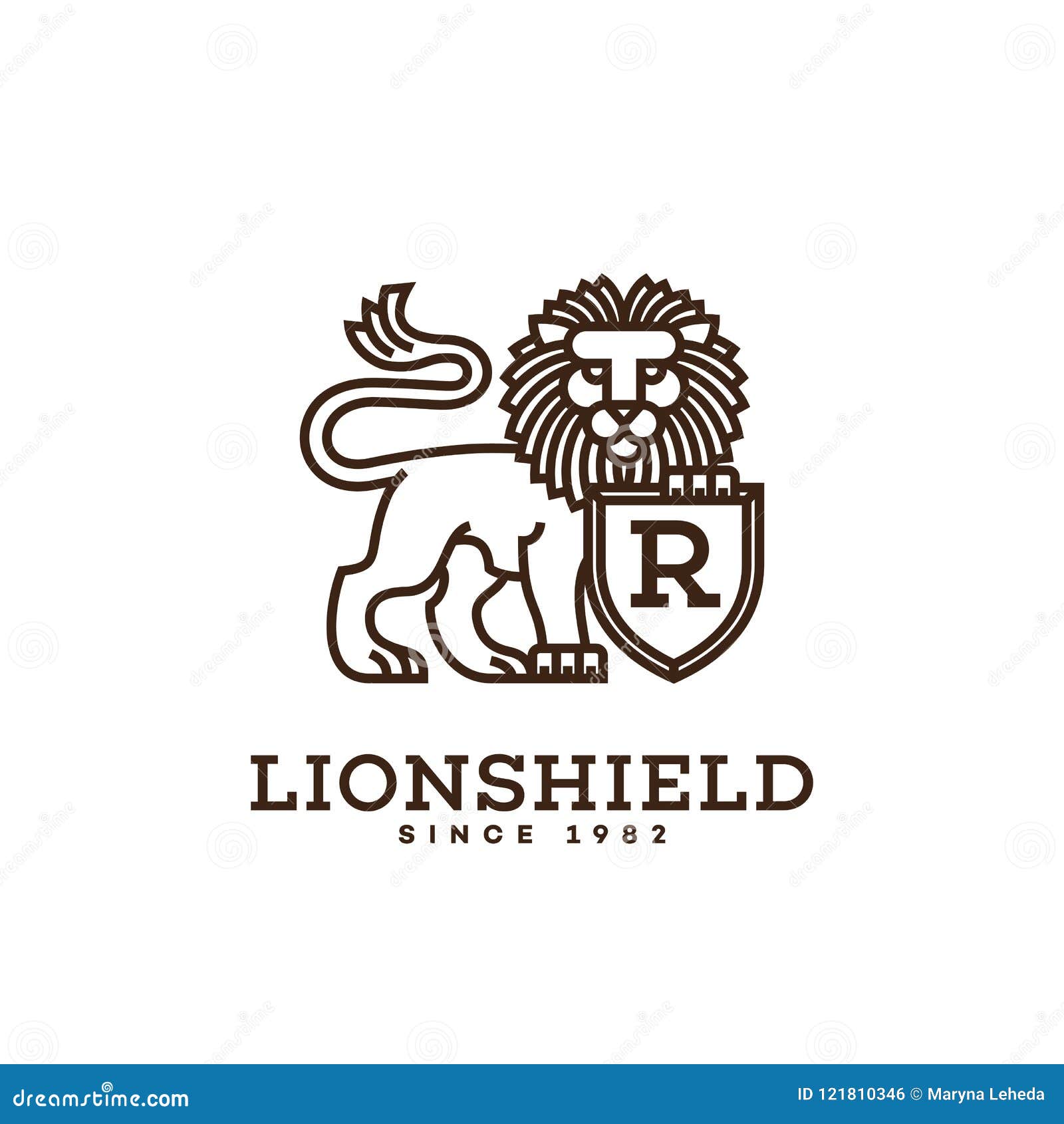 Lion On Shield Heraldry Illustration. Coat Of Arms Lion Crest Design ...