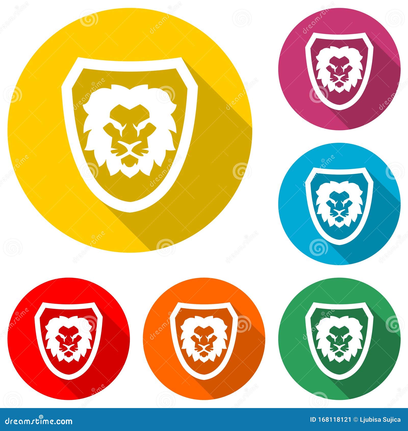 Lion Shield Luxury Logo Icon with Long Shadow Stock Vector ...