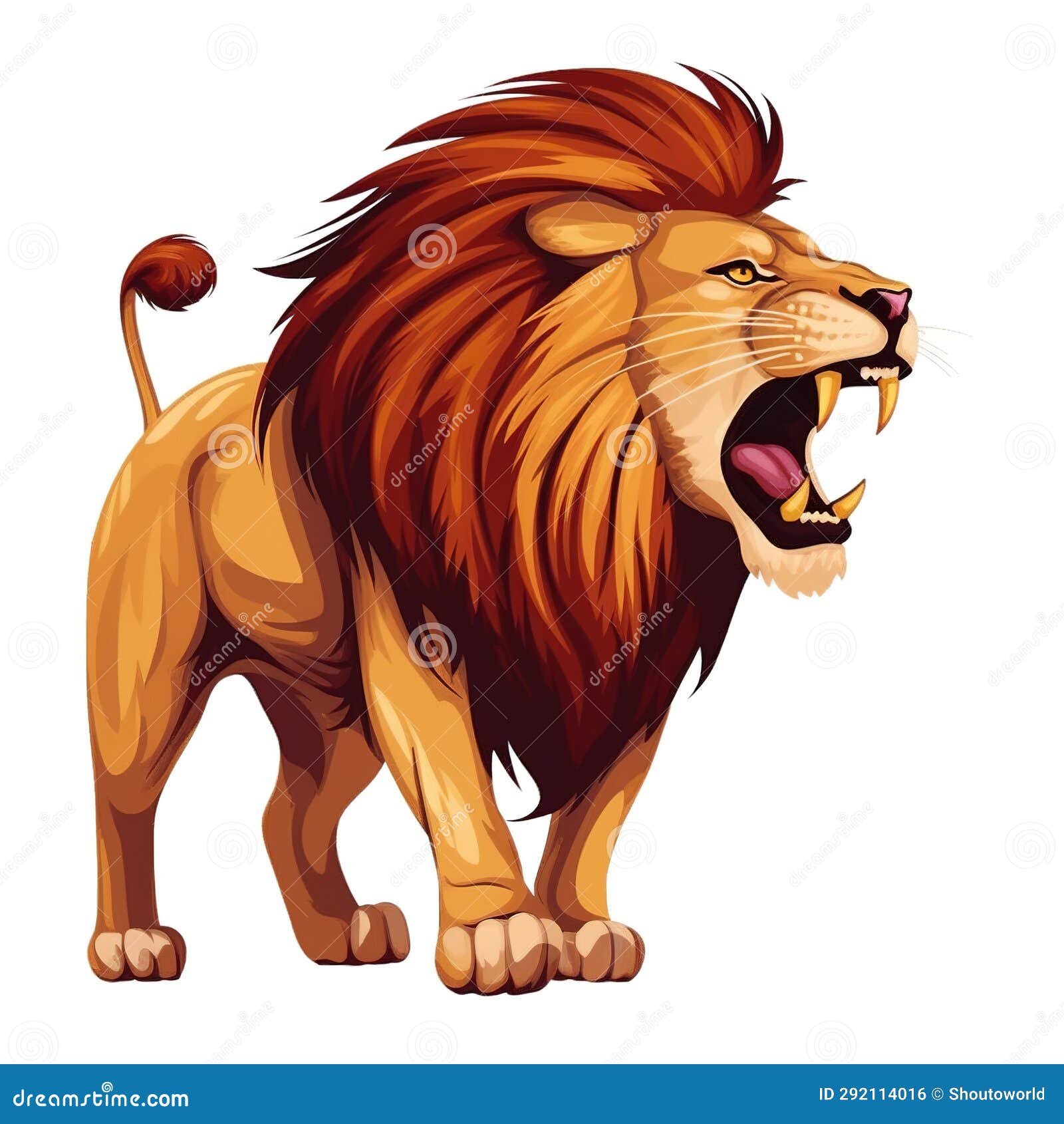Lion Side View in White Background. Illustration Stock Illustration ...