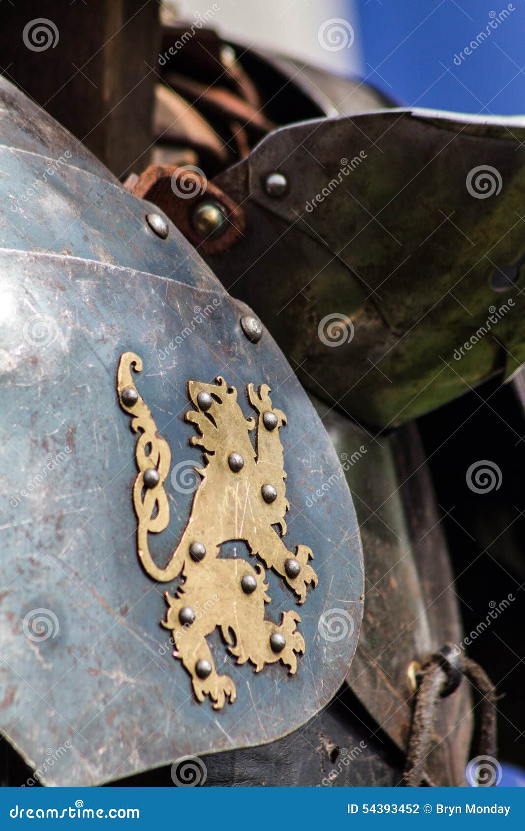 Lion Sigil on Steel Armour stock photo. Image of emblem - 54393452
