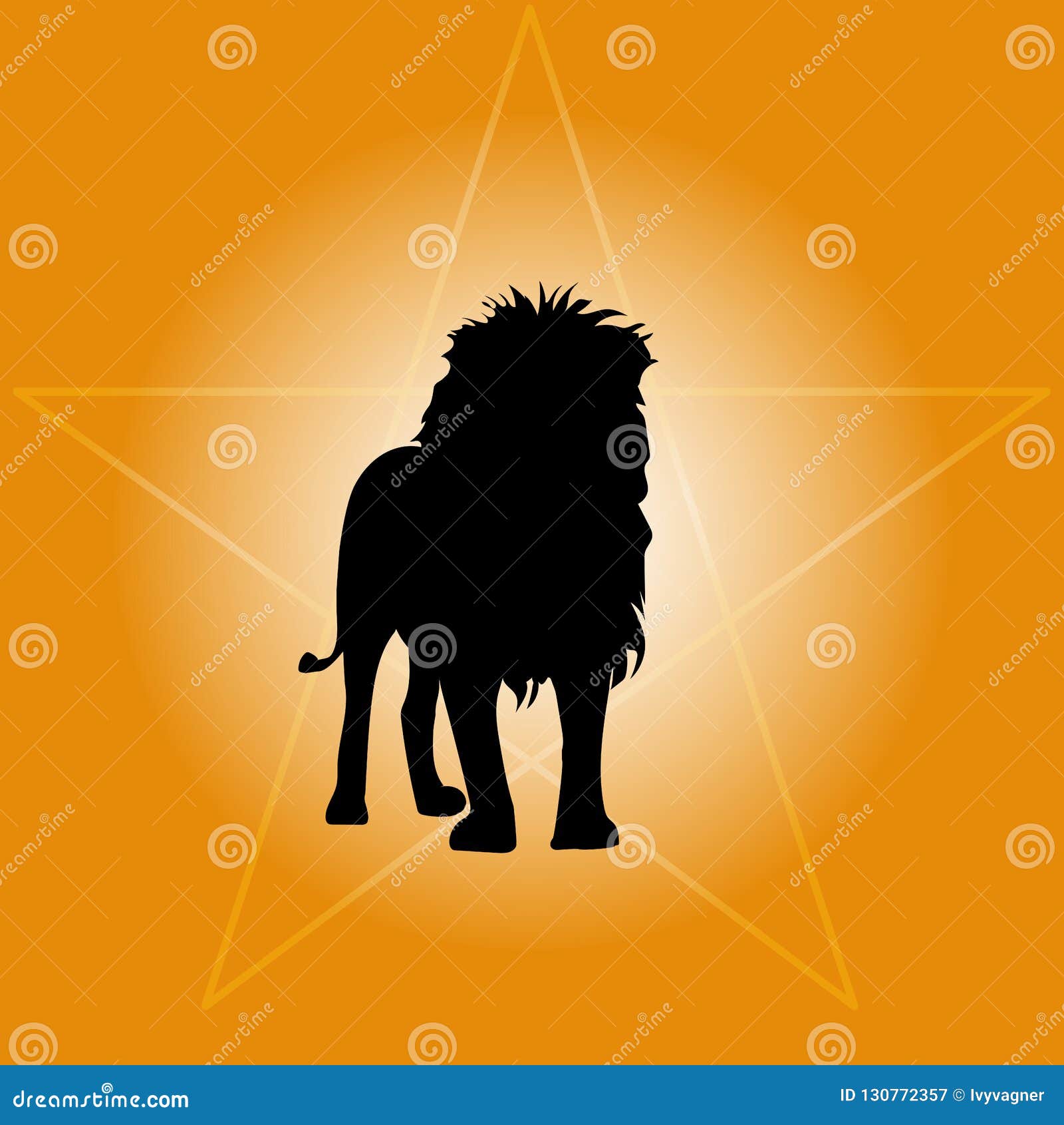 The lion stands in the sun stock vector. Illustration of star - 130772357
