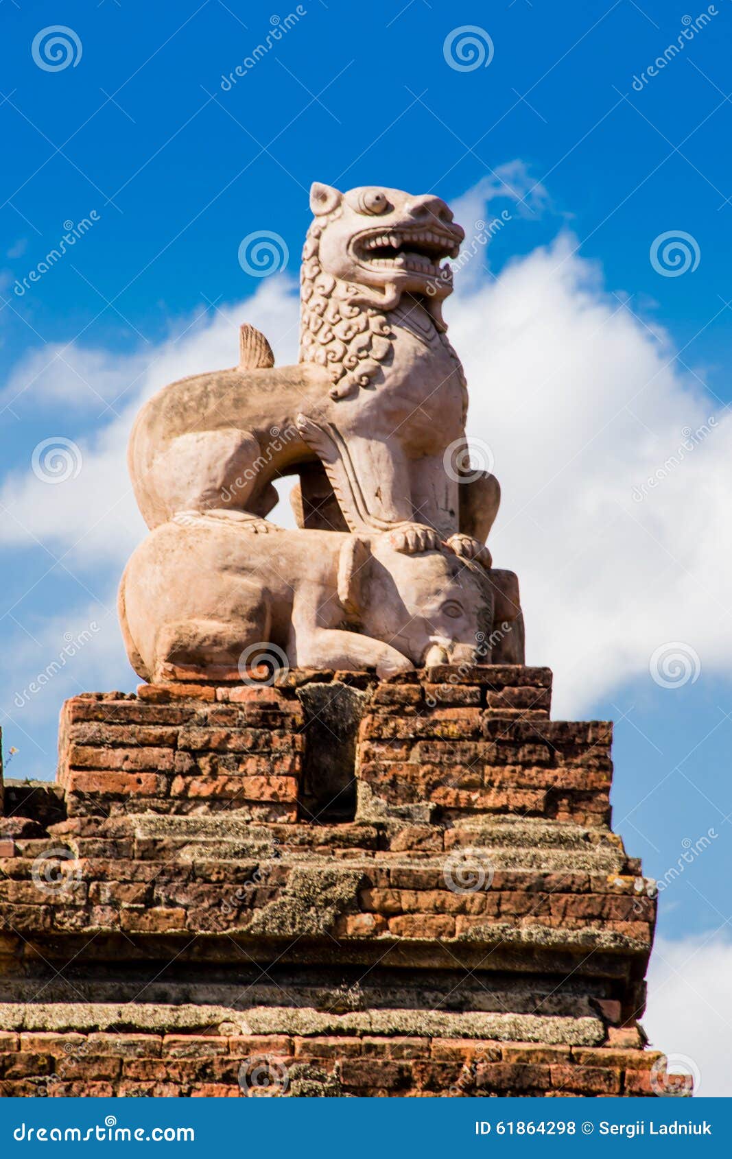 A lion statue in Bagan stock photo. Image of ancient - 61864298
