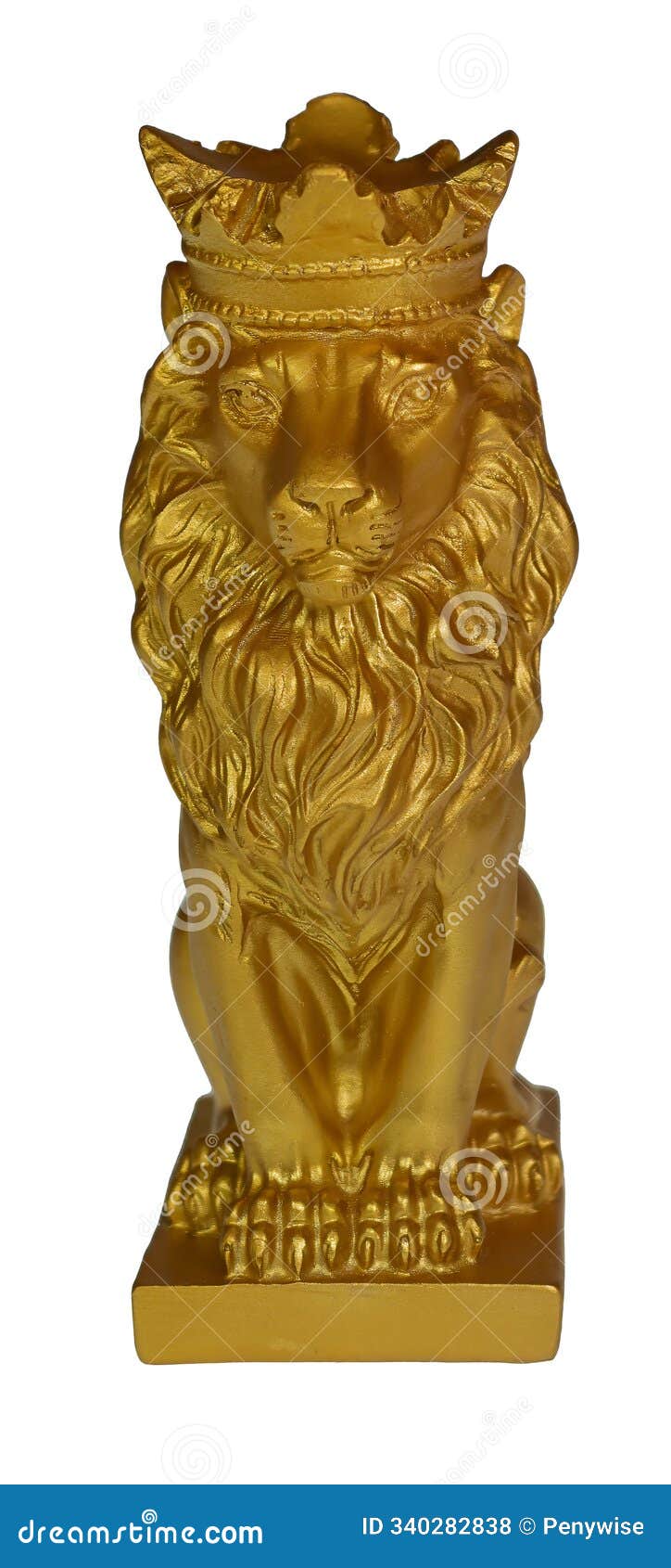 Lion Statue with Crown Front View Stock Photo - Image of crown, leader ...