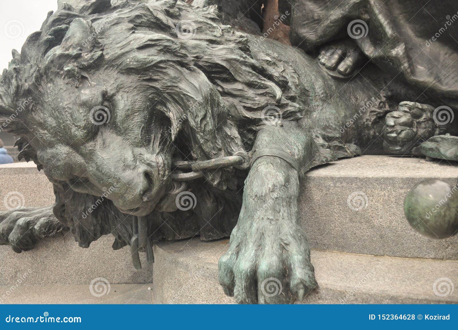 Lion Statue Encircled in Chains on the Coast of Venice Stock Photo ...