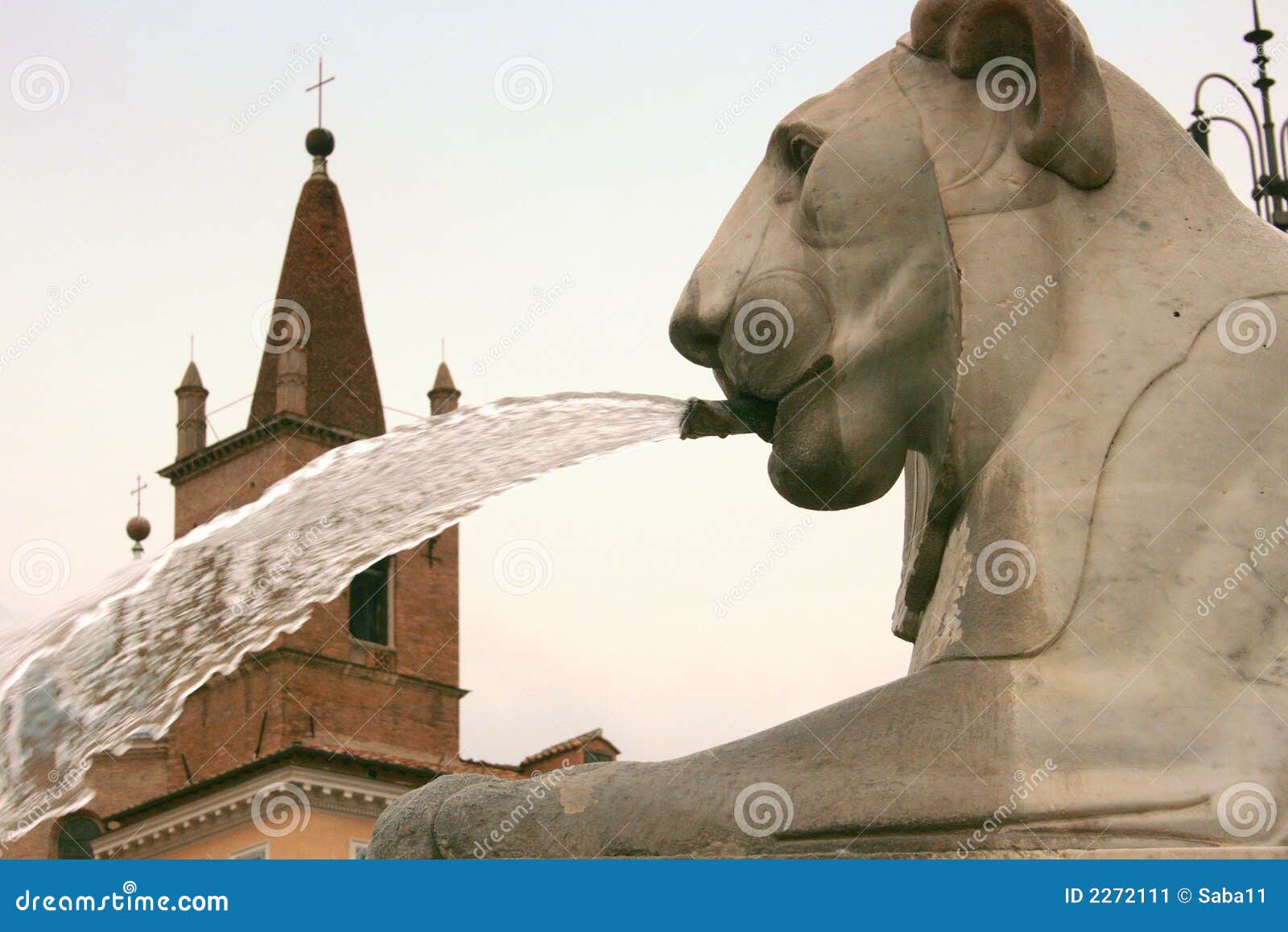Lion Statue Fountain Water Jet Stock Image - Image of landscape, europe ...