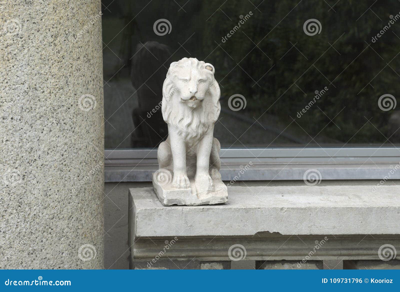 Lion Statue Outside the Window Stock Photo - Image of exterior ...