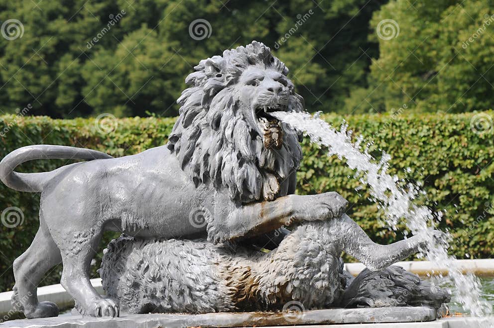 Lion Statue Spitting Water stock image. Image of germany - 37619807