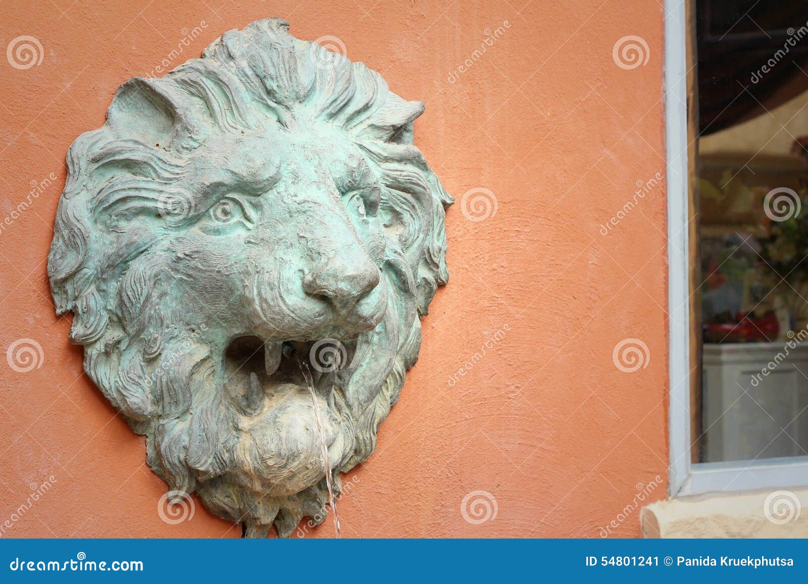 Lion Statue Spitting Water at the Park Stock Image - Image of solid ...