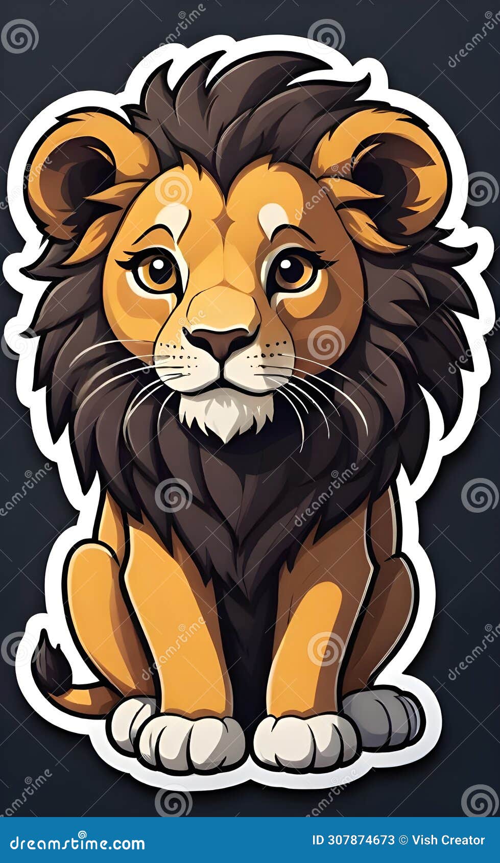 Lion Sticker On Dark Background Ai Generated Royalty-Free Stock ...