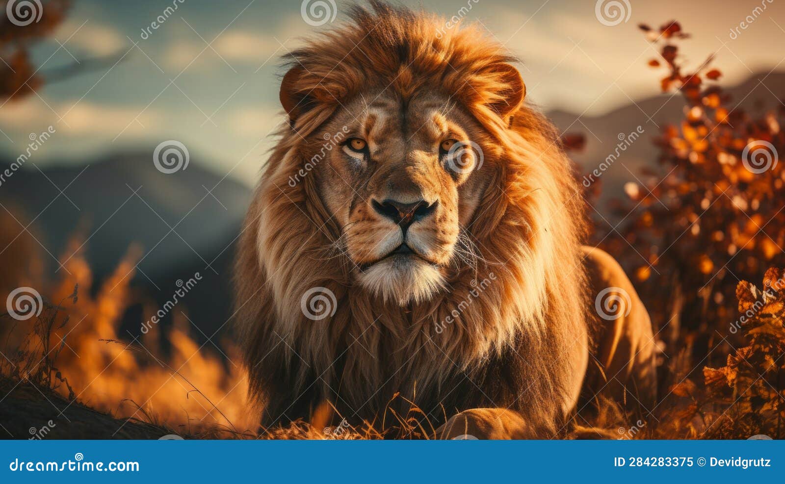 Lion in the Sun. Generative AI. Stock Illustration - Illustration of ...