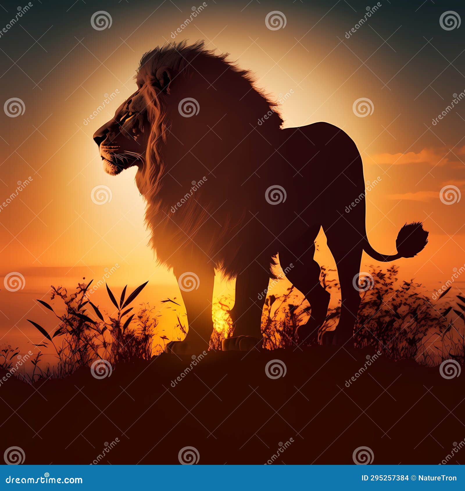 Lion on Sunset Lion at Sunset Stock Illustration - Illustration of wild ...