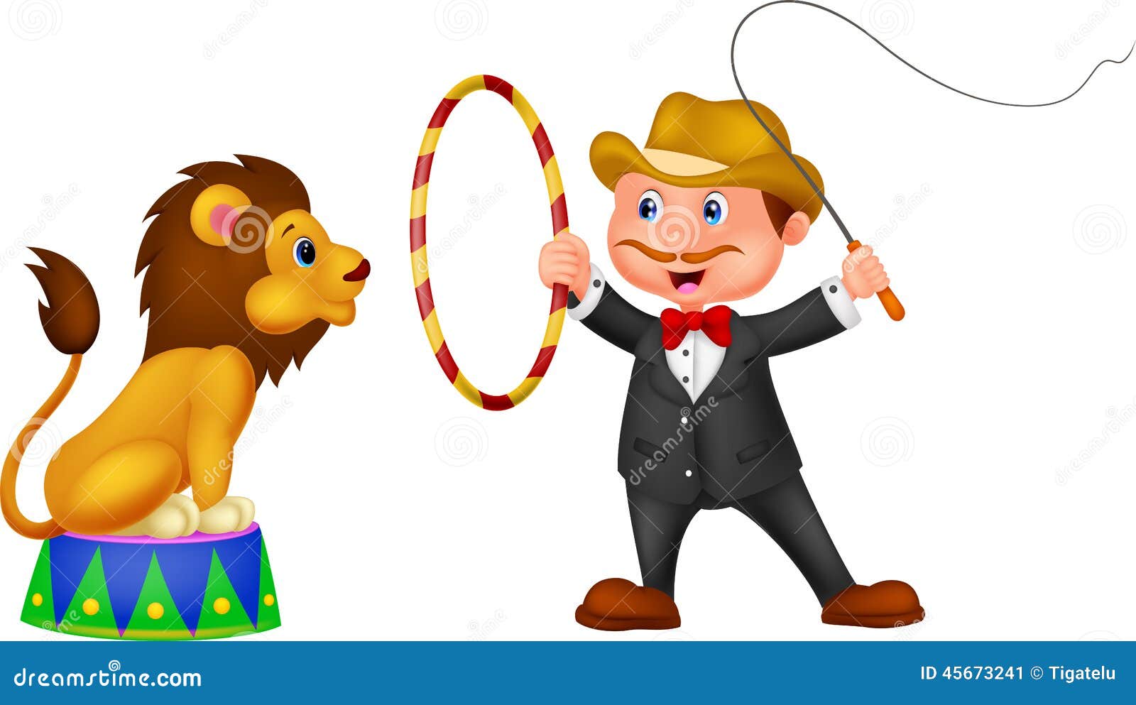 Lion Tamer with lion stock vector. Illustration of carnivore - 45673241