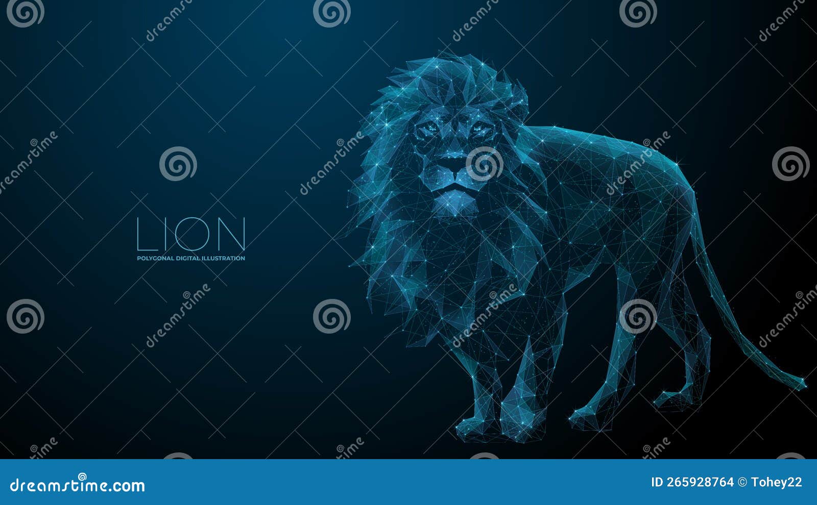 Lion. Technology Digital Polygon Vector on Dark Background. Stock ...
