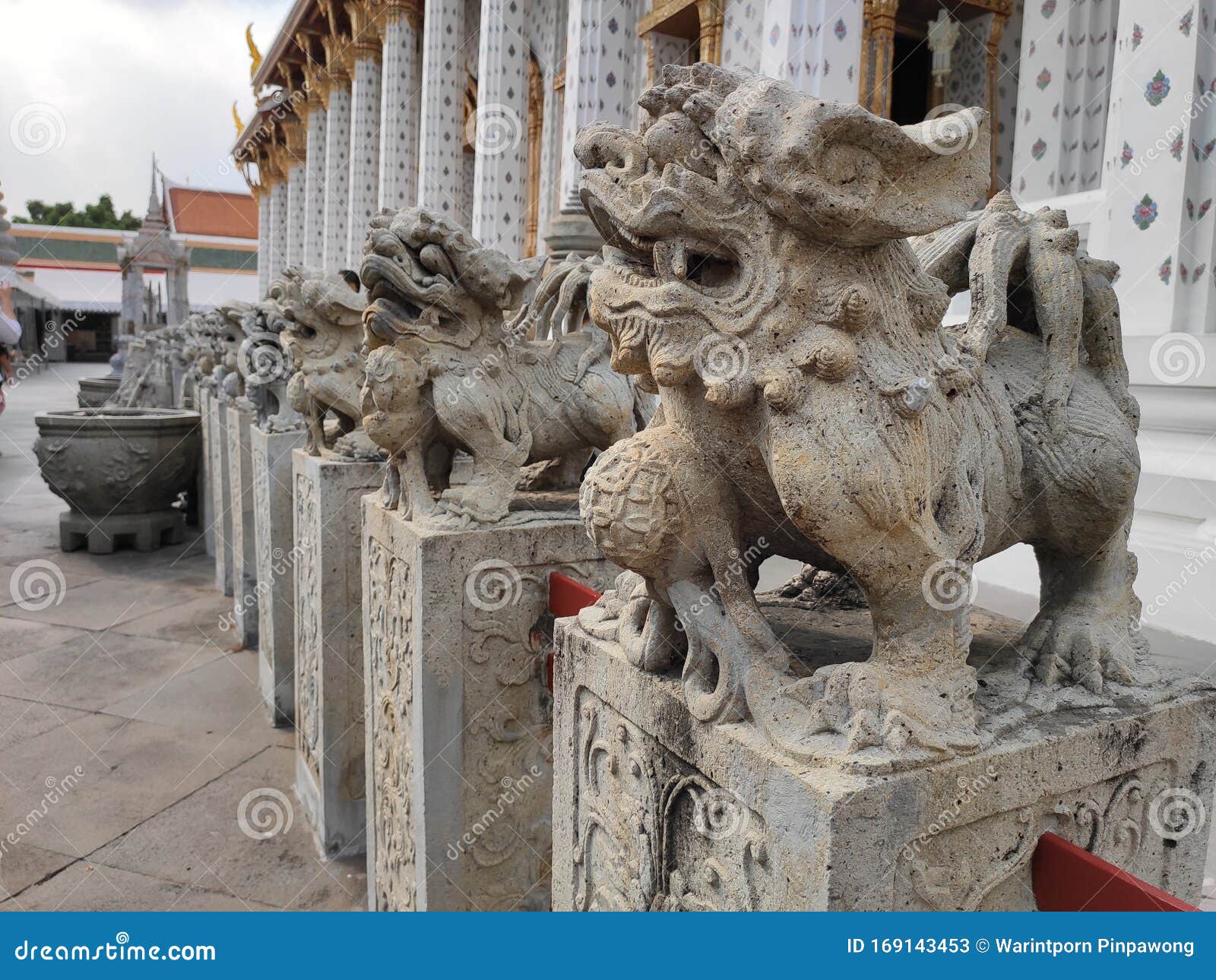 Lion in the temple stock image. Image of bangkok, wadarun - 169143453