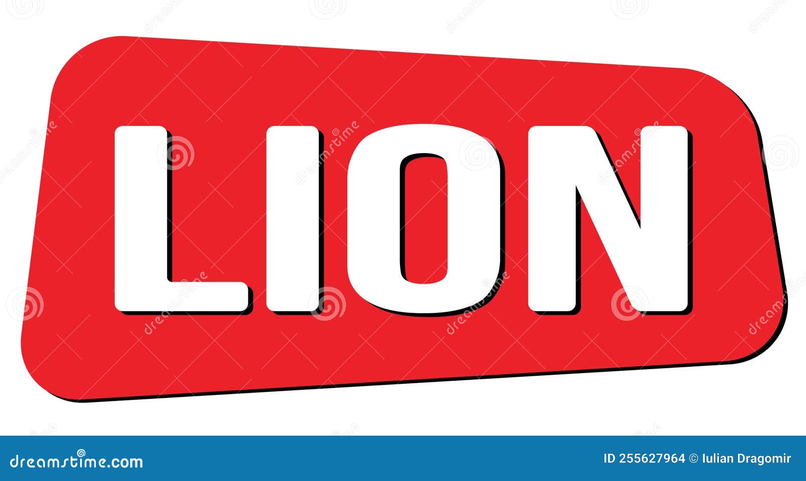 LION Text on Red Trapeze Stamp Sign Stock Illustration - Illustration ...