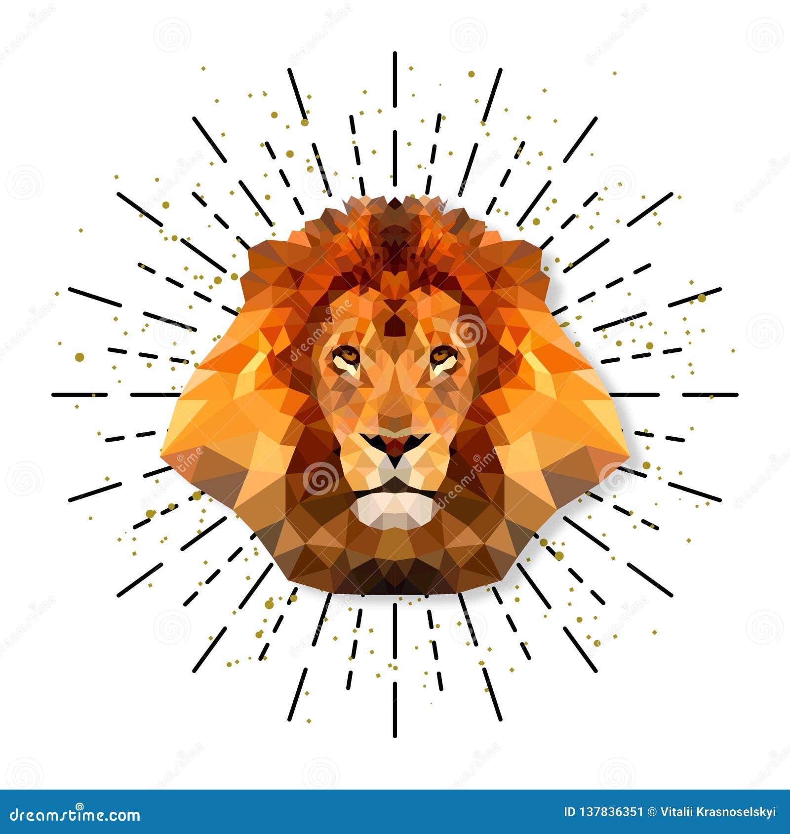 Lion in Triangle Style with Burst, Vector Stock Vector - Illustration ...