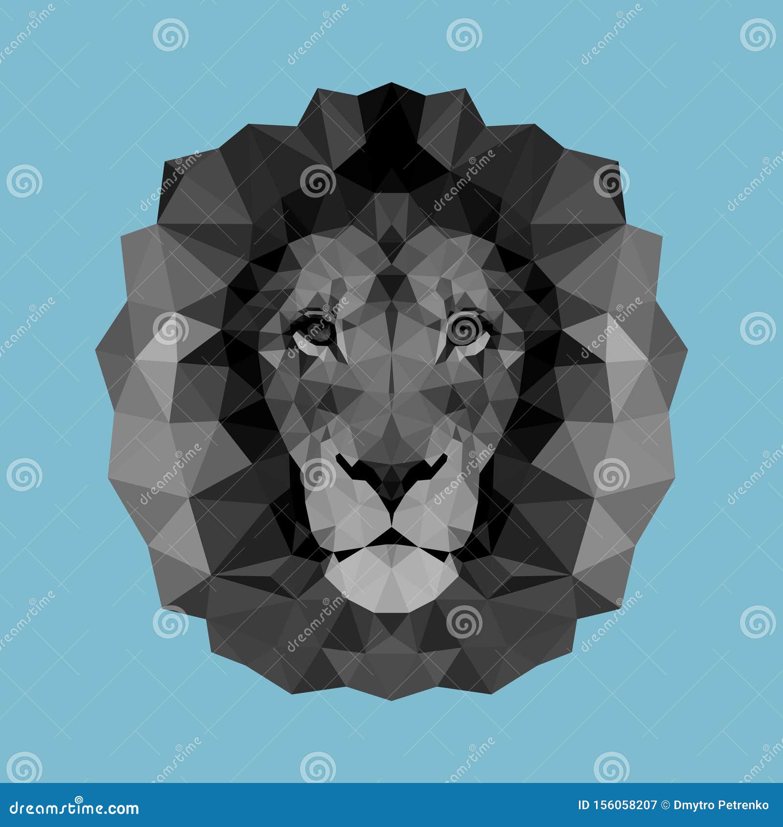 Lion from Triangles. Grayscale. Vector Illustrtion. Eps10 Stock Vector ...