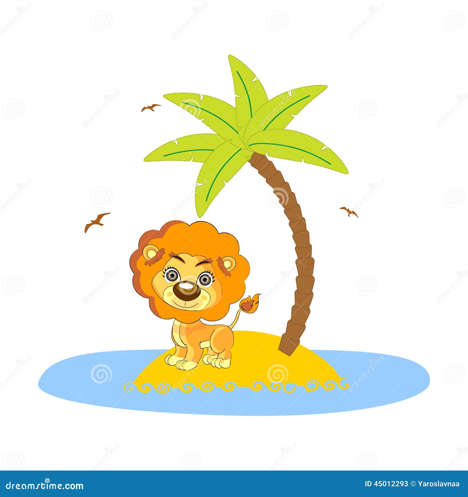 Lion under the palm stock vector. Illustration of palm - 45012293