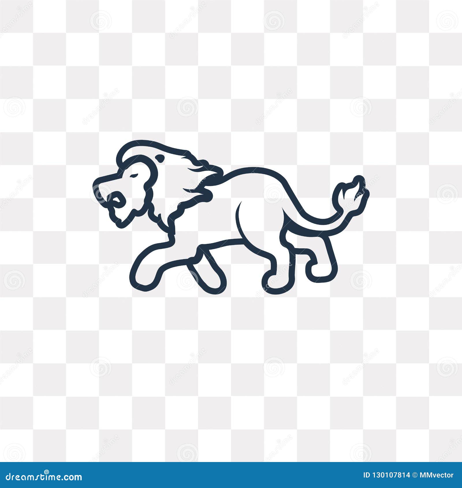 Lion Vector Icon Isolated on Transparent Background, Linear Lion Stock ...