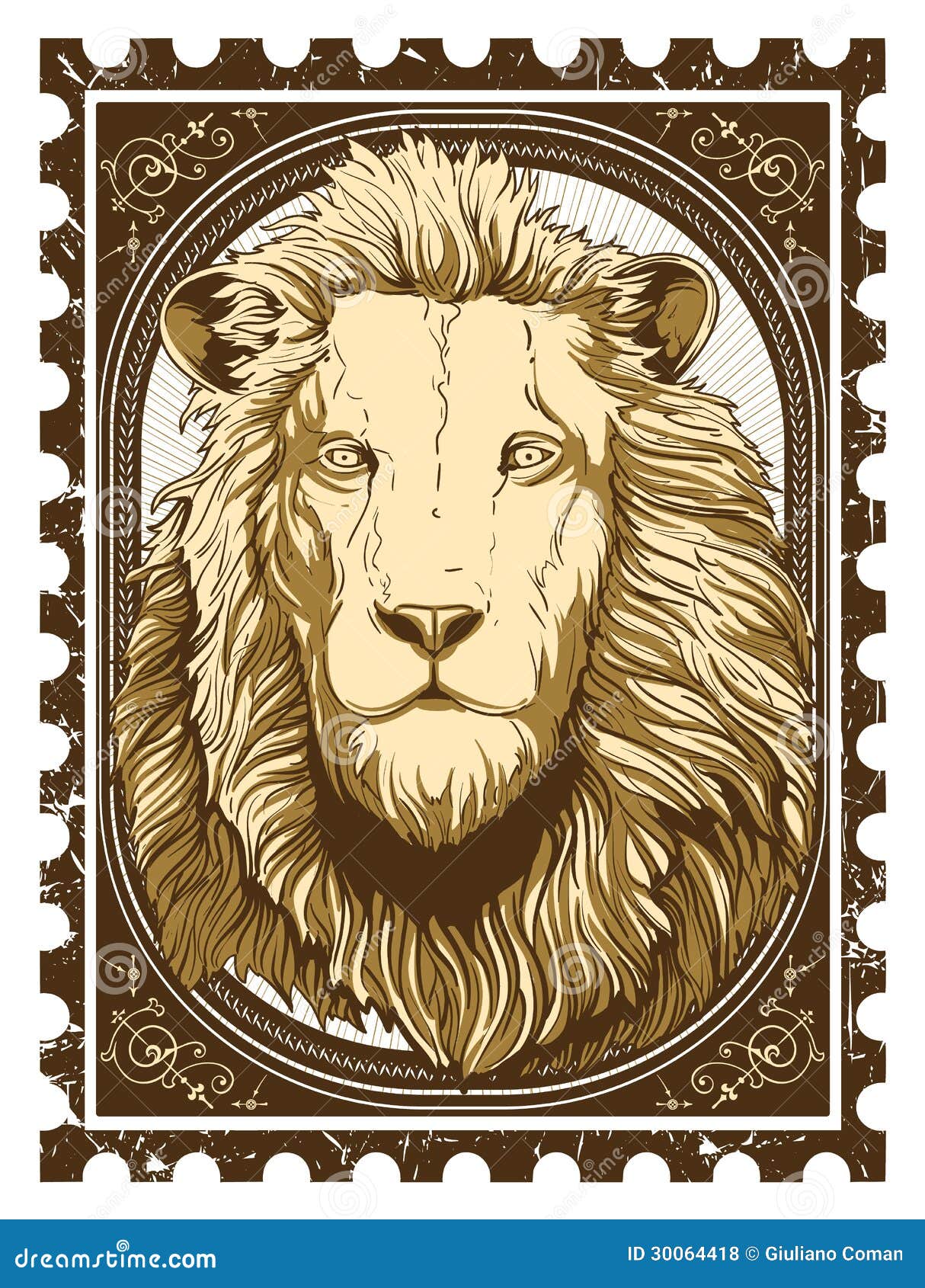 Vintage lion stock vector. Illustration of drawing, mane - 30064418
