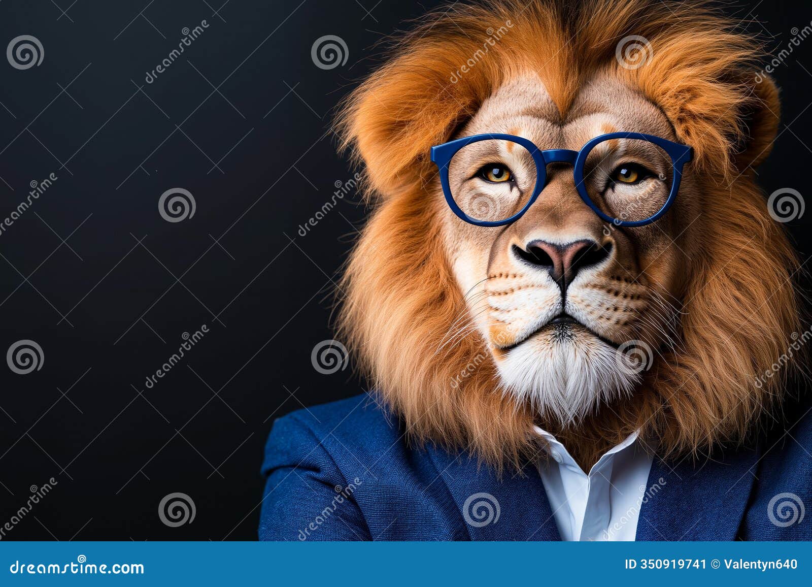 A Lion Wearing a Suit and Glasses Stock Image - Image of generated ...