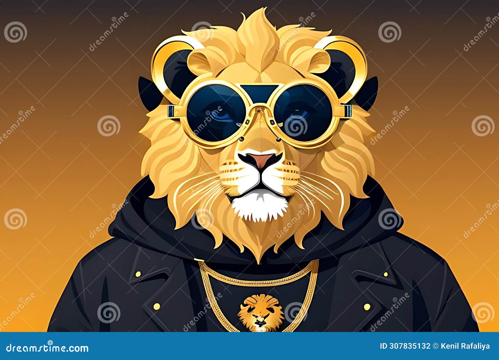 Lion wearing sunglasses stock illustration. Illustration of lion ...