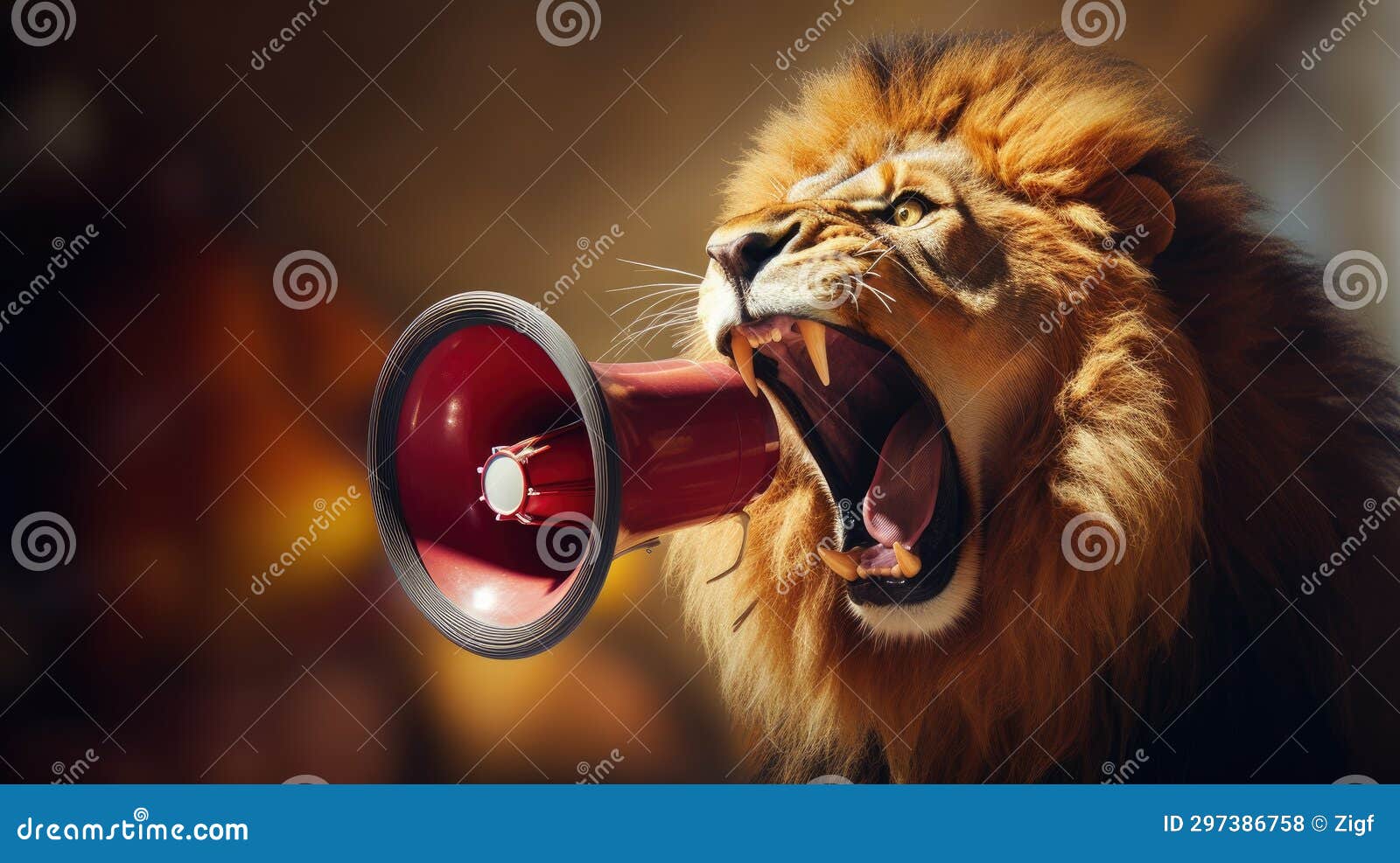 Lion is Yelling into a Megaphone Stock Illustration - Illustration of ...