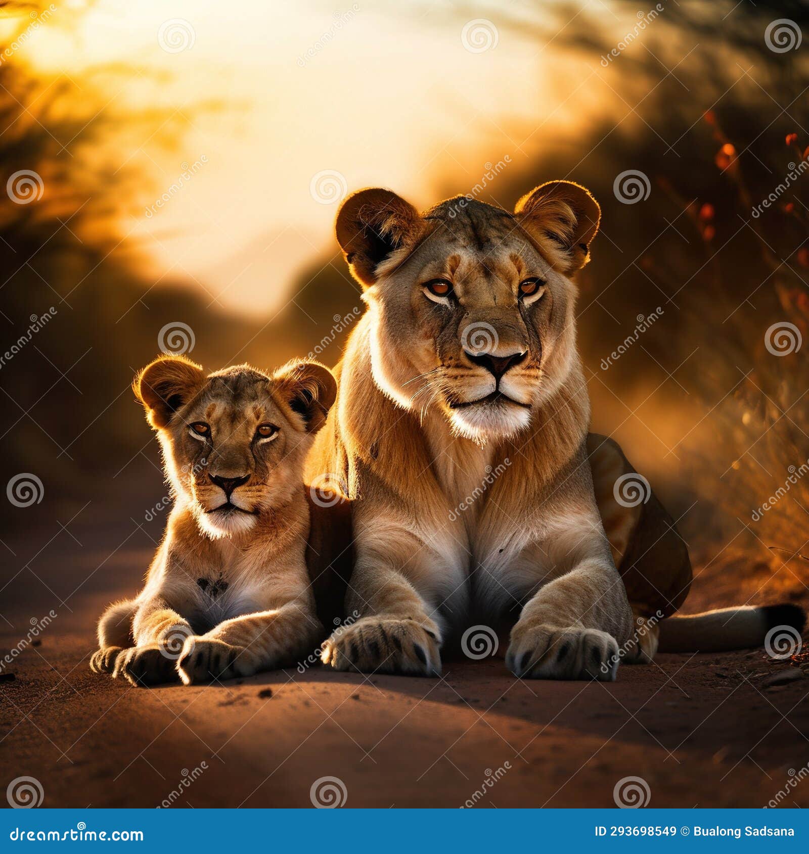 Lioness and cub stock illustration. Illustration of rest - 293698549