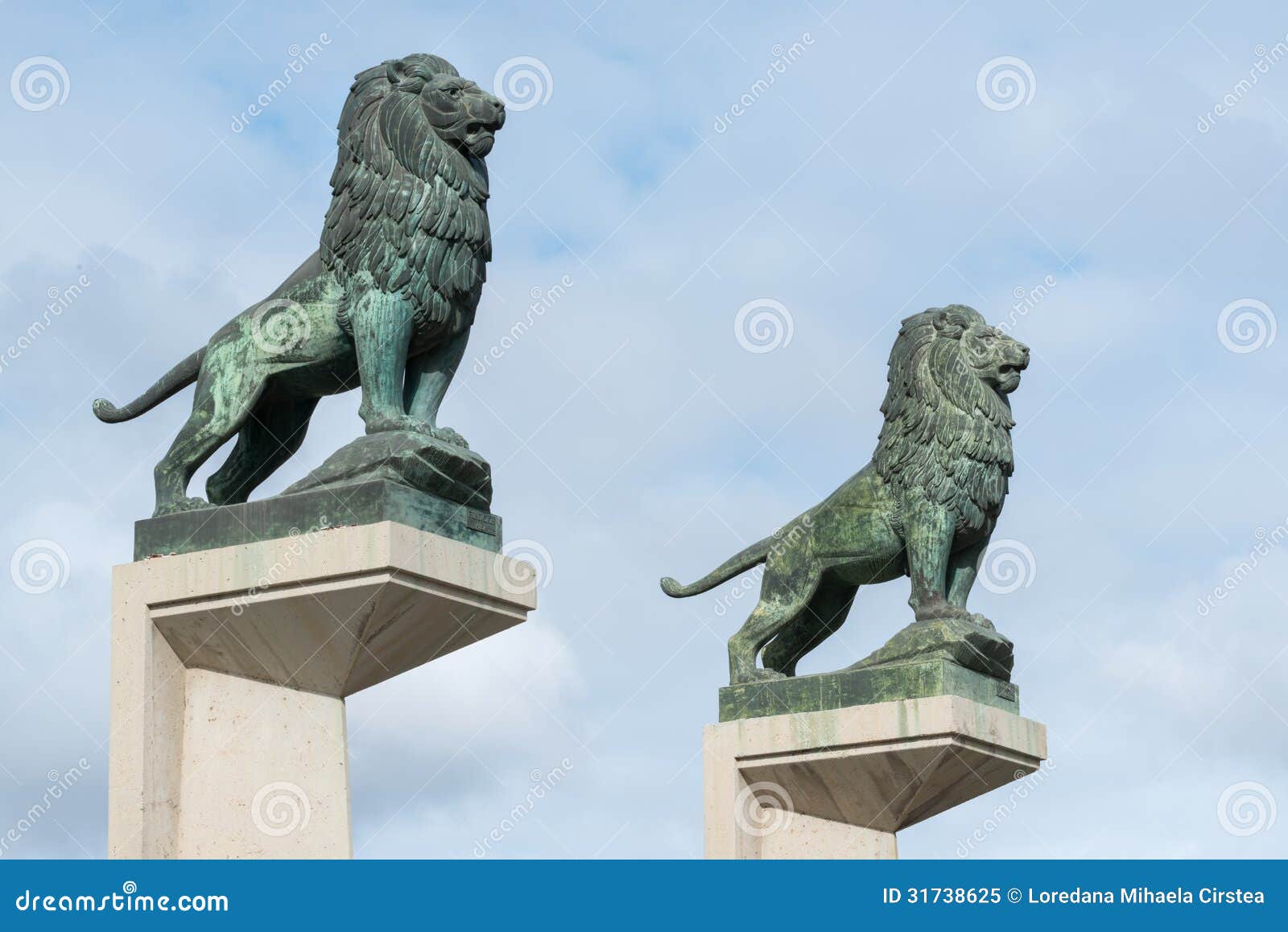Lions on a Bridge in Zaragoza Spain Stock Image - Image of view ...