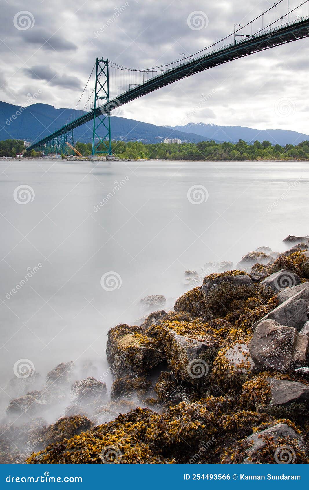 Lions Gate Bridge in Vancouver Canada at Night from Stanley Park Stock ...